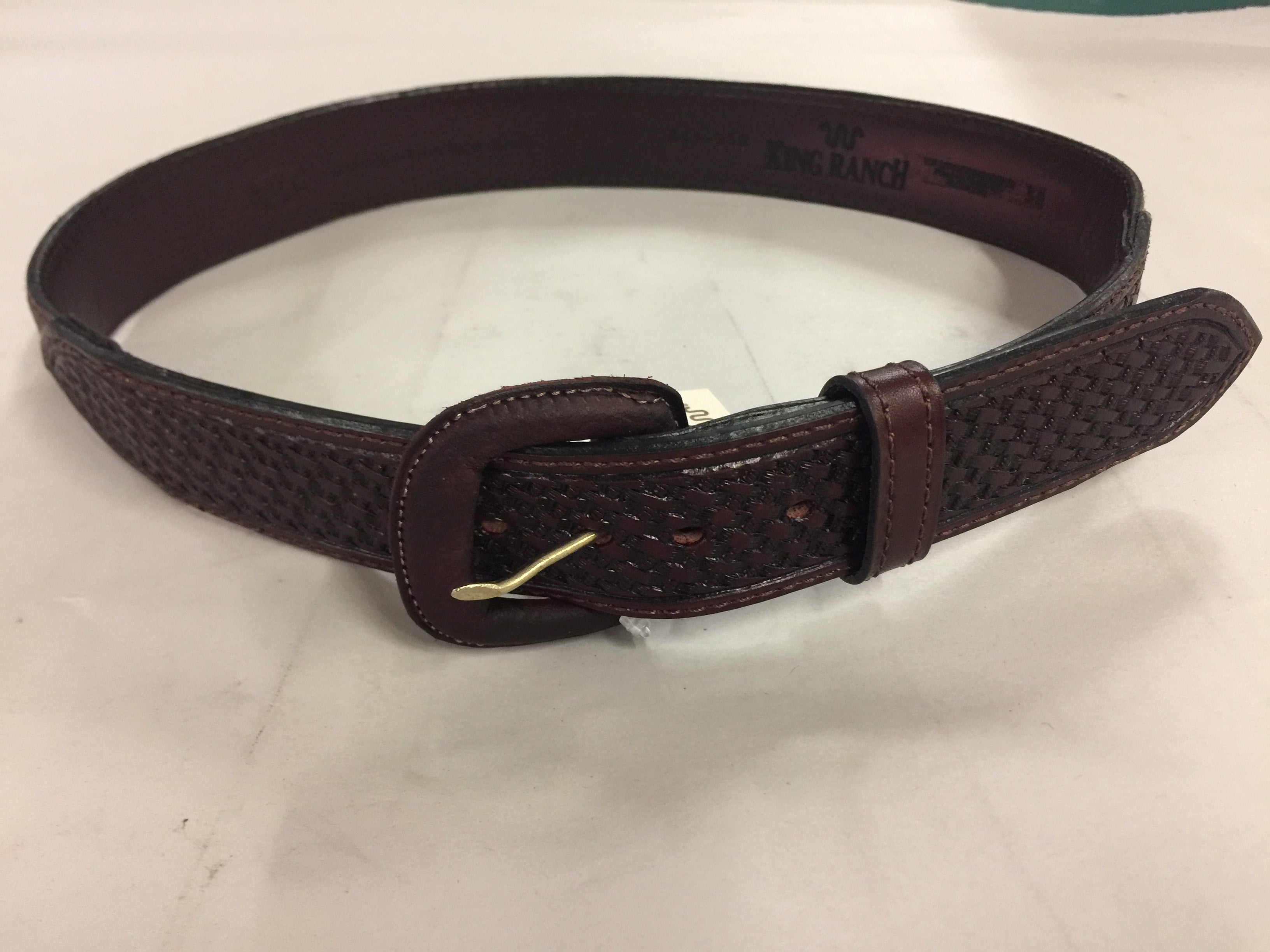 KR Belt 1 1/2" Rsn Bsnw/Bskt – King Ranch Saddle Shop