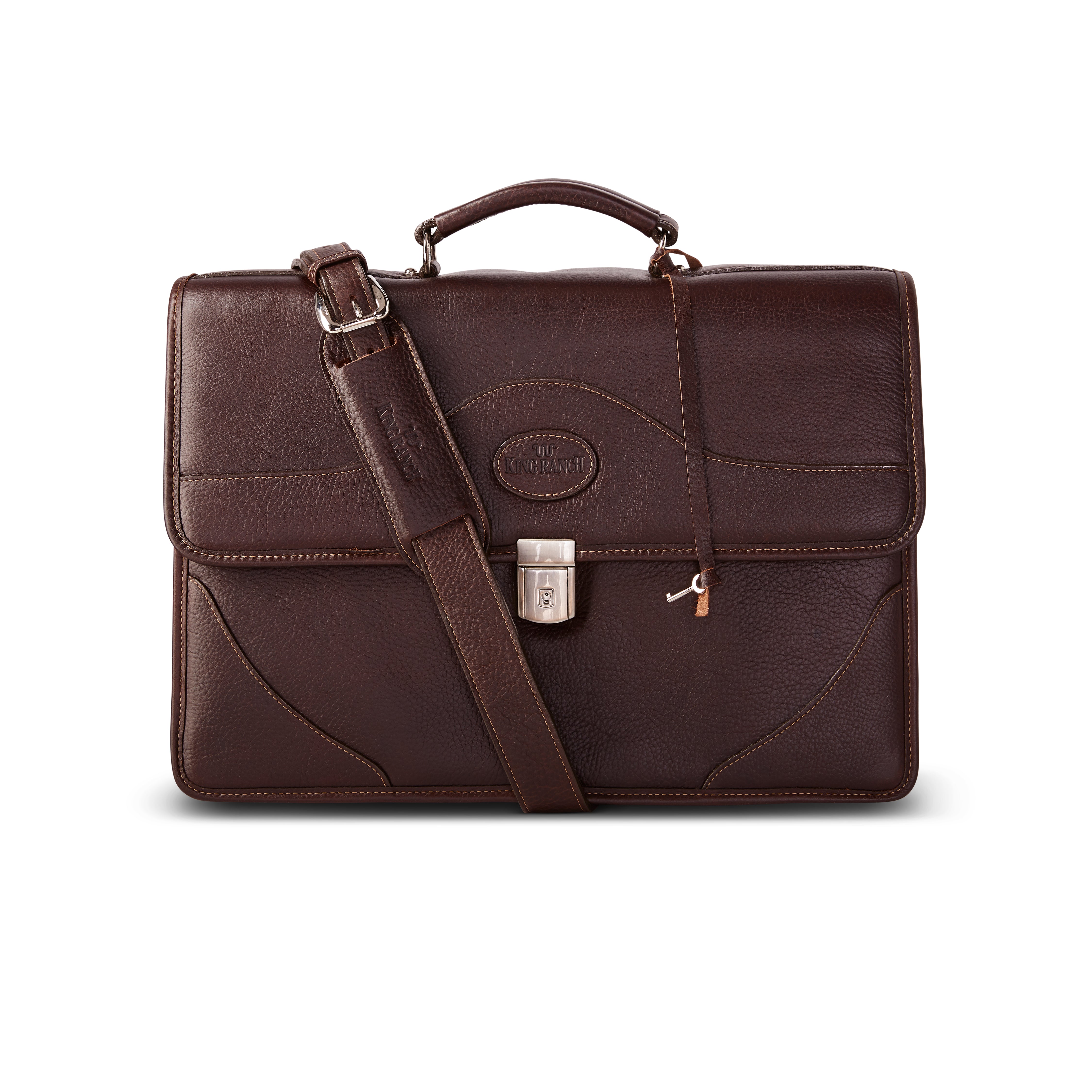 Leather Double Compartment Briefcase – King Ranch Saddle Shop